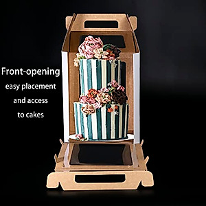 Paremmin 4Pcs 12x12x14inch Tall Cake Boxes with 4 Windows 4Pcs 10inch Cake Boards Disposable Tiered Cake Containers Large Layer Cake Carriers for Party Wedding… (12x12x14 inch (Upgraded))