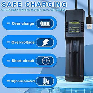 Swanlake 18650 Battery Charger,Single-Slot Intelligent Battery Charger for 3.7V Li-ion 18650,26650,21700,18500,18350,16650 Rechargeable Battery (not Including Battery