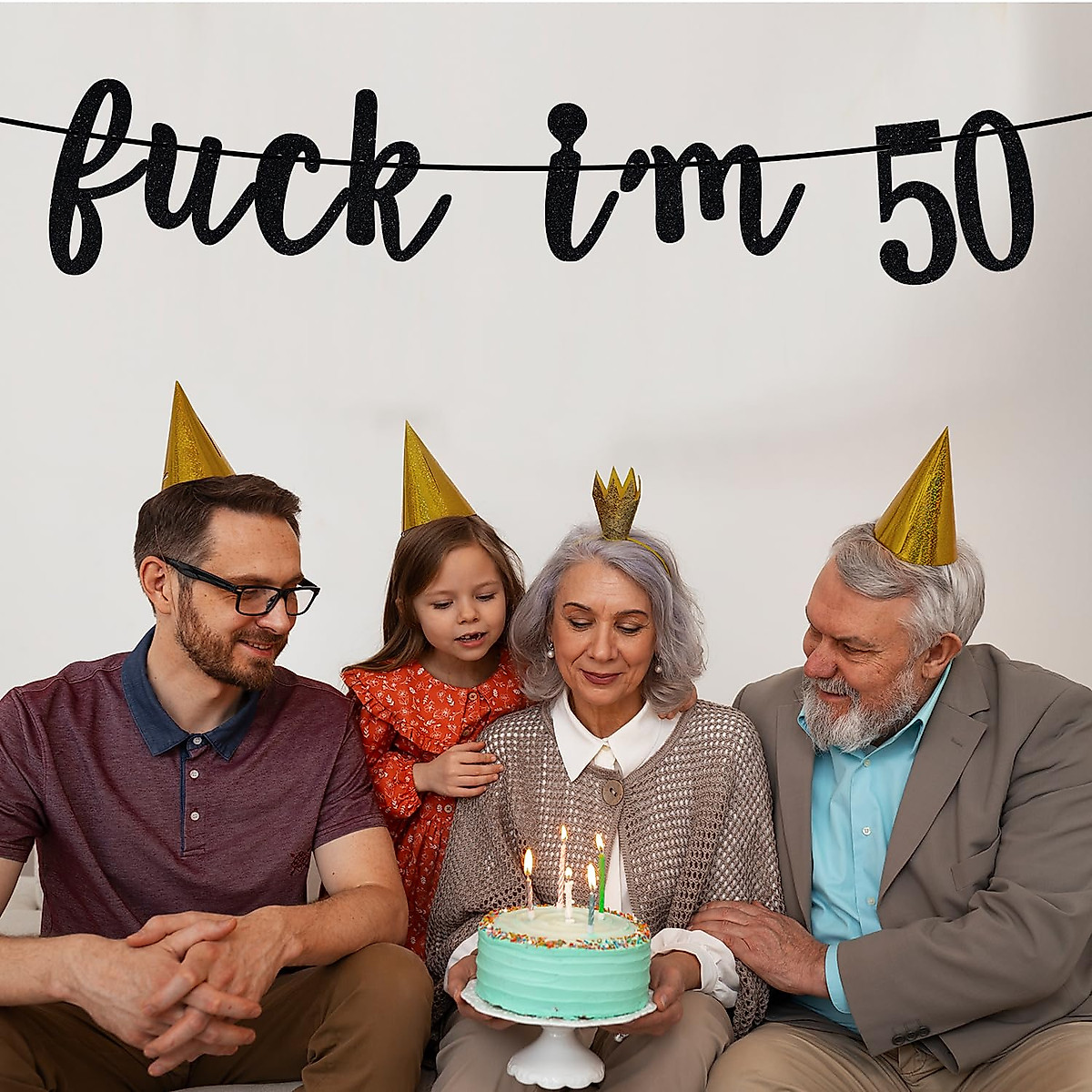 Black Glitter Fuck I'm 50 Banner, Cheers to 50 Years/Holy Shit You're 50/Happy 50th Birthday/Older Wiser Hotter, 50th Birthday Party Decorations