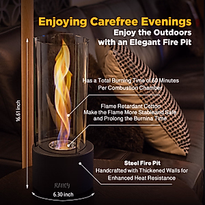 Rancy Tornado Tabletop Firepit – Tornado Flame Tabletop Fire Pit – Stylish Outdoor Indoor Décor – Modern Patio Accessory with Elegant Flame & Swirling Flame Design – Compact & Portable Fireplace