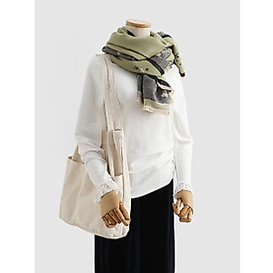 Jeelow Canvas Bucket Tote Shoulder Bag Handbag Purse Women (Beige)