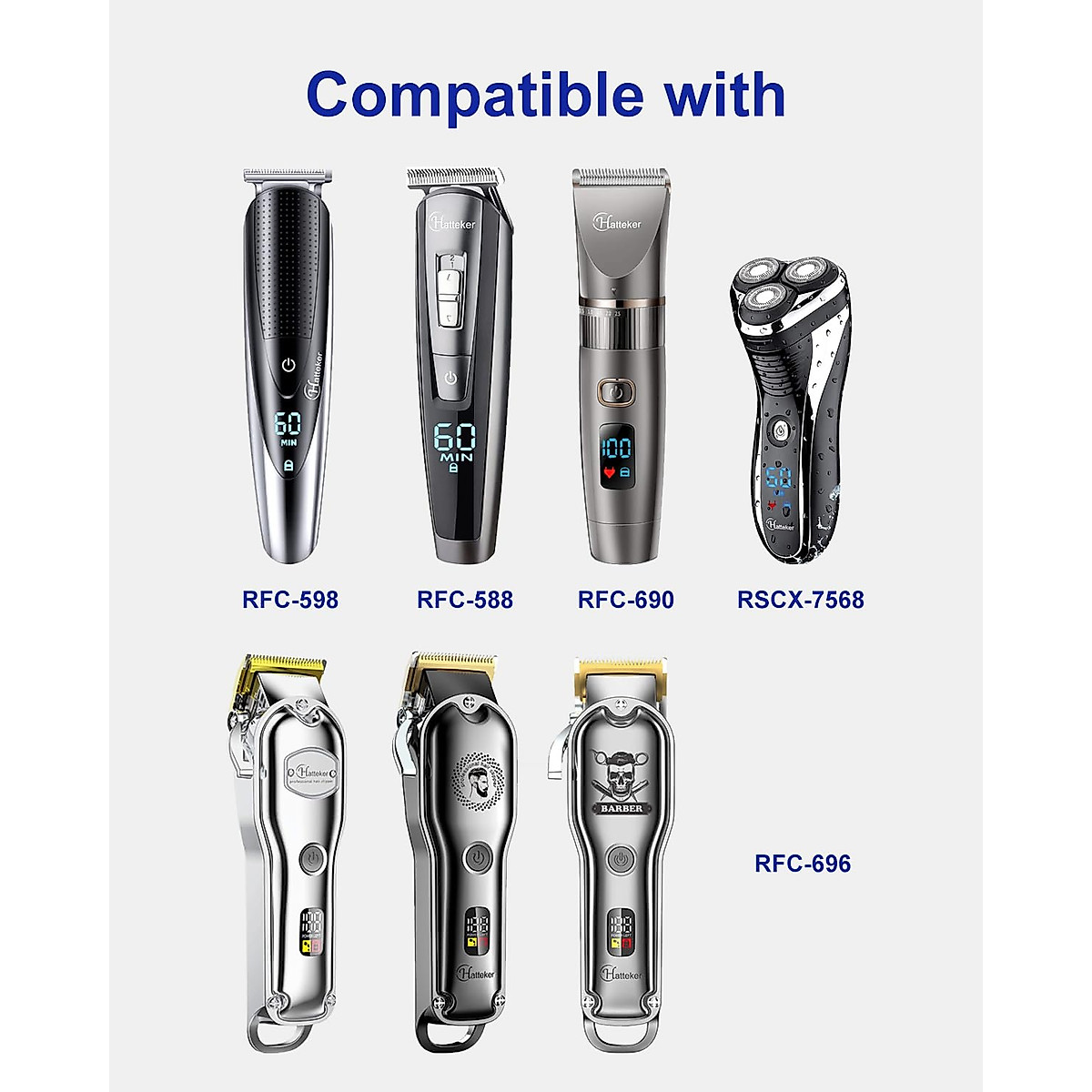 uijino USB Charging Cable Compatible with Hatteker Hair Clipper, 5V Charger for Hatteker RFC-598 RFC-588 RFC-690 RFC-696 RSCX-7568 Electric Shaver Beard Trimmer, 2 Cleaning Brush, 4.9ft Power Cord