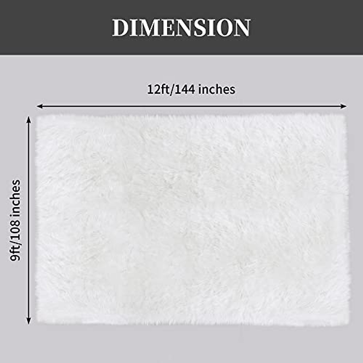 HOMBYS 9x12 Faux Fur Sheepskin Area Rug for Living Room Bedroom, Super Soft Fluffy Carpet White Plush Home Decoration, Fuzzy Room Decor