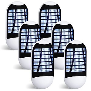 Qualirey 6 Pcs Bug Zapper Indoor Plug in Electric Mosquito Zapper Portable Mosquito Repellent Indoors Fly Trap Mosquito Gnat Killer Insect Zapper Lamp for Home Bedroom Garage Kitchen