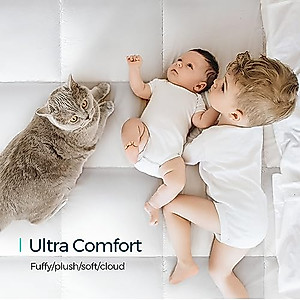 LINSY LIVING Mattress Topper King, Extra Thick Pillow Top Mattress Topper, Plush Mattress Pad with 400TC Soft Top Quilted Down Alternative with 8-16 Inch Deep Pocket