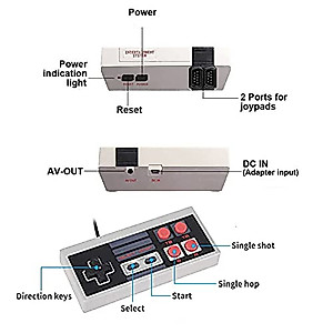 KUNLIDUDU Retro Classic Mini Game Console, Builtin 620 Video Games Plug and Play, Old Game System with 2 NES Classic Controllers, AV Output Mini Console, Games Console, gray, 19x15x7.5cm