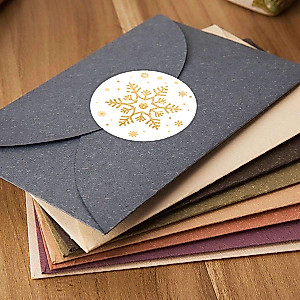 Christmas Stickers for Envelopes Holiday Labels 500PCS Black & Gold Seals Faux Glitter for Holiday Christmas Party Decoration