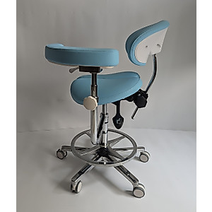 LINCHARM.COM Medical Dental Saddle Assistant Chair Stool with Rotatable Arm and Ergonomic Back Support for Dentist Operator Seating in Dental Clinics, Microfiber Leather (C13 Black)