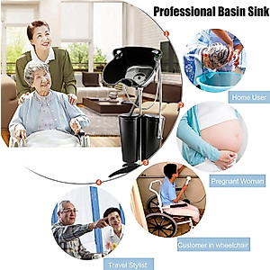 Shampoo Bowl Electric Pump with 2 Water Tanks/Portable Shampoo Basin Deep Sink Hair Washing Sink with Drain Hose for Home