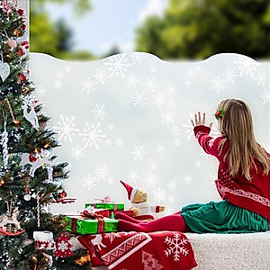 Beautyhero Christmas Snowflakes Decorations Window Privacy Film, Frosted Glass Window Film, Window Clings Static Cling for Home Bathroom Rental Decor 17.7 x 78.7 Inch