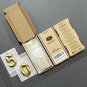 50th Birthday Candles for Cakes Numbers Candle Happy 50 Birthday 3D Designed Wedding Anniversary Party Cake Topper Decorations (50, Gold)