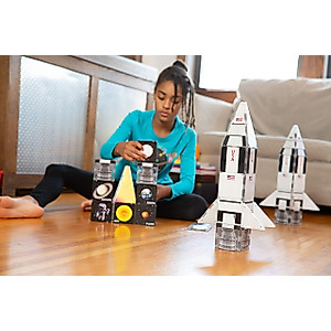 CreateOn Magna-Tiles Structure-Building Set for Kids, Galaxy Rocket Magnet Tiles, Magnetic Kids’ Building Toys, STEM Toys for Boys and Girls Ages 3+, 24 Pieces