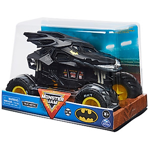 Monster Jam Official Batman Monster Truck - Retro Batmobile Collector 1:24 Scale Die-Cast Vehicle - Chrome Rims and BKT Tread Tires for Use in All Playsets - Collectible for Fans & Birthday Parties