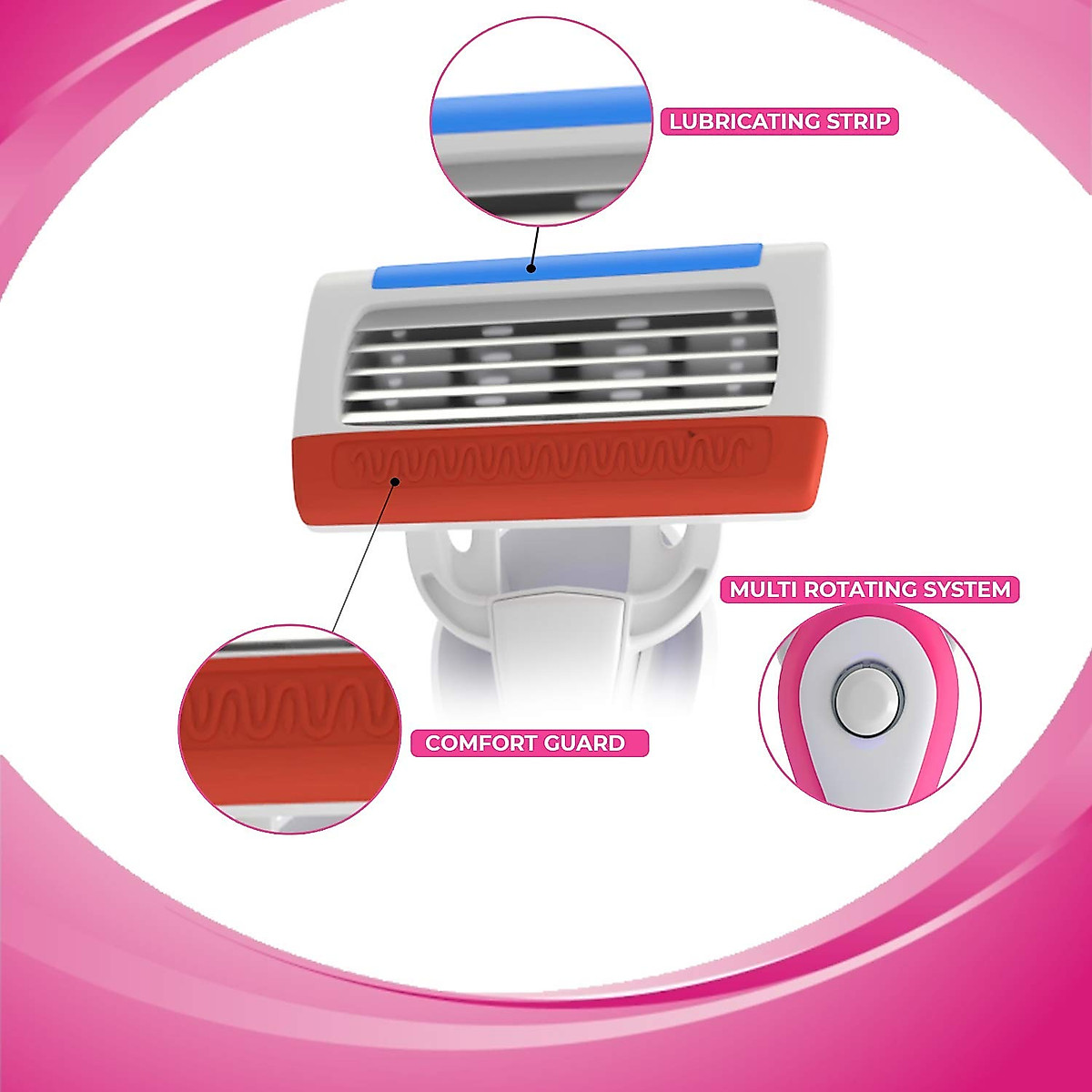 Nylea Razors for Women with Sensitive Skin, Premium Shaving Razor with Lubricating Strip Detachable Razor Head for Convinient Use, 5 Blades with 4 Refills