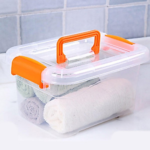 Lotpken Heavy Duty Plastic Storage Bin with Latching Buckles Clear Container Box with Portable Handle Ideal for Home and Office Use (S 20.5x7.5x3cm / 8.1x3.0x1.2in)