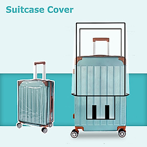 Troyesko 3 Pieces Clear Luggage Cover Protector PVC Luggage Protector Suitcase Cover,Thicken Anti-scratch Waterproof Transparent Suitcase Cover for Travel Fits Most 20" to 28" Luggage