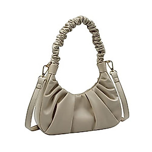 RARITYUS Women Vintage Hobo Handbag Fashion Pleated Purse Shoulder Bag Underarm Small Tote with Shoulder Straps