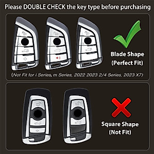 OLLEN Heavy Metal Key Fob Cover Case, Fit for BMW 5 6 7 Series X1 X2 X3 X5 X6 GT Series, Full Protection Key Fob Shell Case, Blade Shape, Silver (1 Pcs)