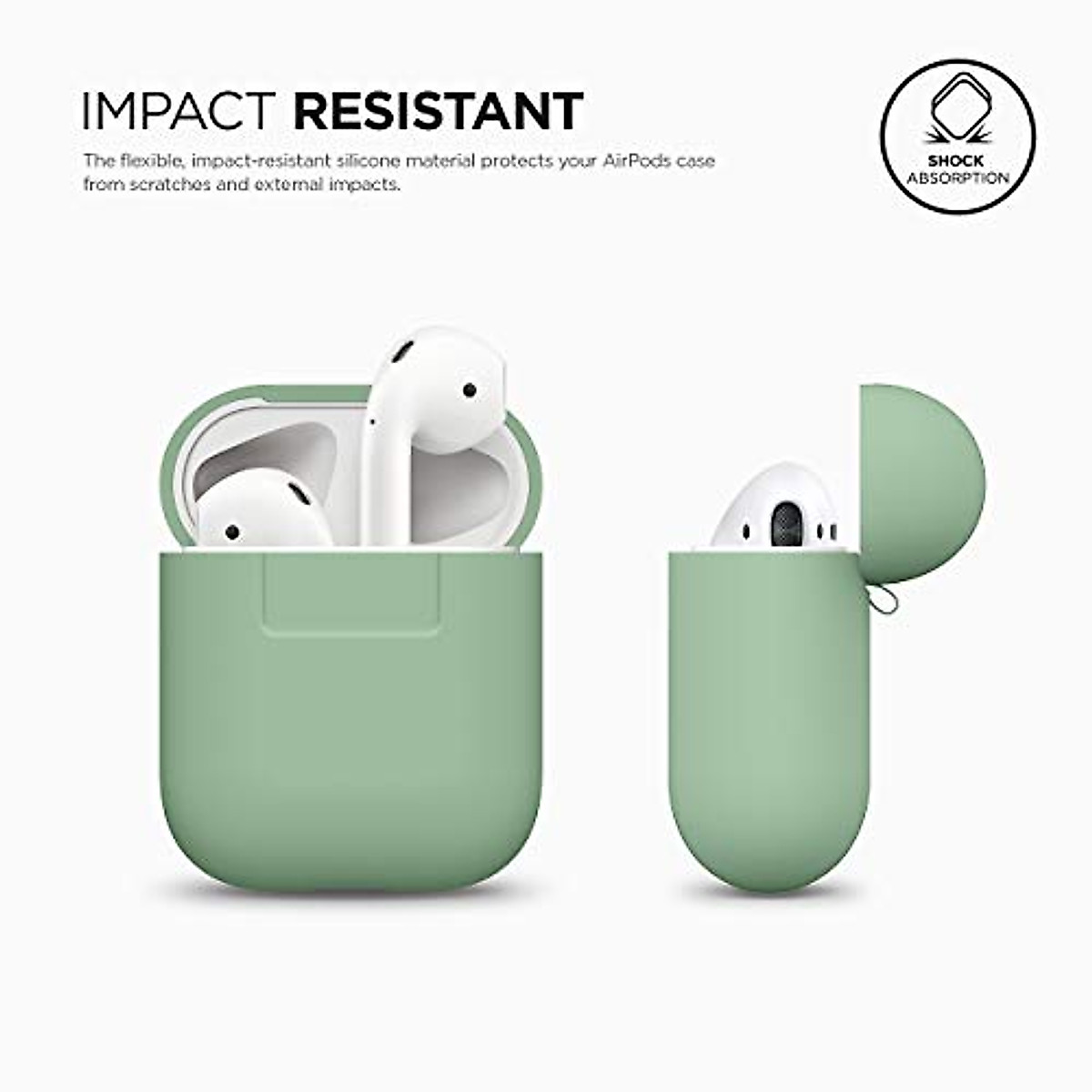 elago Premium Silicone AirPods Case Designed for Apple AirPods 1 and 2 [Front LED Visible] [Pastel Green]