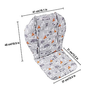 Myusbest Baby High Chair Cushion, Thick Pad for Wooden High Chair, Baby Dining Chair Liner Mat(er Mat(Grey Forest）