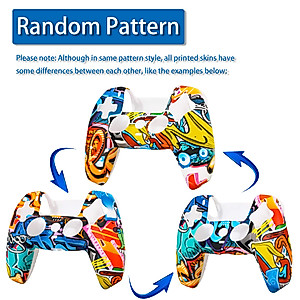 9CDeer 1 Piece of Silicone Transfer Print Protective Cover Skin + 10 Thumb Grips for PlayStation 5 / PS5 Controller Sorceress