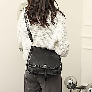 UKENENG Women's Crossbody Bag Shoulder Bag with Tassel Purse Shoulder Bucket Cross-body Purse (Grey)