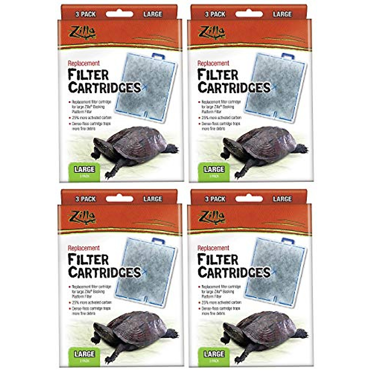 Zilla 12 Pack of Replacement Filter Cartridges, Large, for Deluxe and Premium Aquatic Turtle Kits