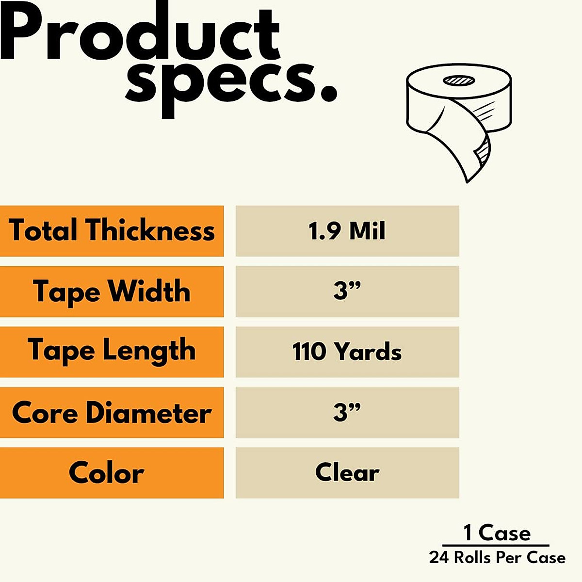 Clear Packing Tape, Packaging Shipping Tape Rolls, 3 Inch x 110 Yards, 1.9 Mil Thick, 24 Pack