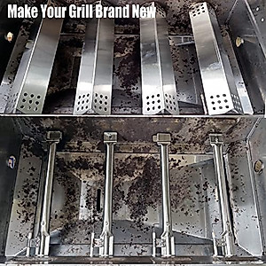 Hisencn Repair Kit for Master Forge 1010037, 1010048 Gas Grill Models, Stainless Steel Burners, Stainless Heat Plates Replacement Parts