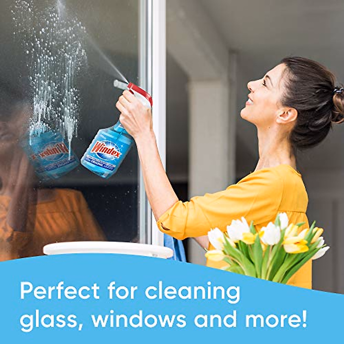 Windex Glass and Window Cleaner Spray Bottle, Packaging Designed to Prevent Leakage and Breaking, Surface Cleaning Spray, Original Blue Scent, 23 Fl Oz
