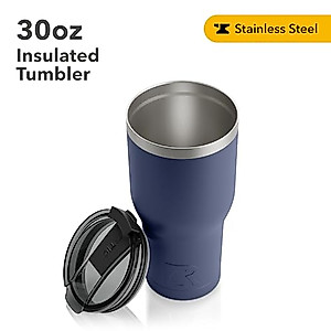 RTIC 30 oz Insulated Tumbler Stainless Steel Coffee Travel Mug with Lid, Spill Proof, Hot Beverage and Cold, Portable Thermal Cup for Car, Camping, Navy