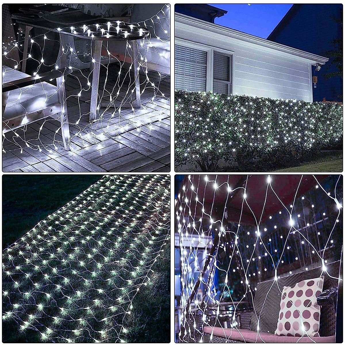 Juesi Christmas Outdoor Net Lights, Solar Mesh Lights Bush Lights Christmas Tree Netting Fairy Lights for Garden, Patio, Window, Fence, Bush, Easter Home Decoration, 8 Light Modes