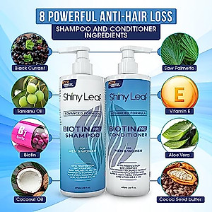 Biotin Hair Growth Shampoo And Conditioner For Women And Men With DHT Blockers, Shampoo and Conditioner For Thinning Hair and Hair Loss, Paraben Free, Sulfate Free, 16 oz. (473 ml) Bottles