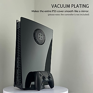 Faceplate for PS5 with Cooling Vents DOBEWINGDELOU Glossy Face Plate for PS5 Disc Edition Console Cover Replacement Side Plate Shell Dustproof Accessories ABS Case Electroplating Black