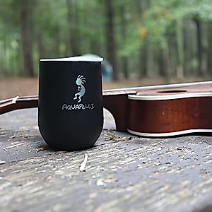 Aquapelli Vacuum Insulated Wine Tumbler, 12 Ounces, Midnight Black