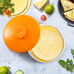 Lyellfe Ceramic Tortilla Warmer, 8.5 Inch Colorful Tortilla Server Keeper Container with Lid, Hold up to 12 Tortillas, Great for Taco Tuesday Night, Mexican Party, Microwave and Oven Safe