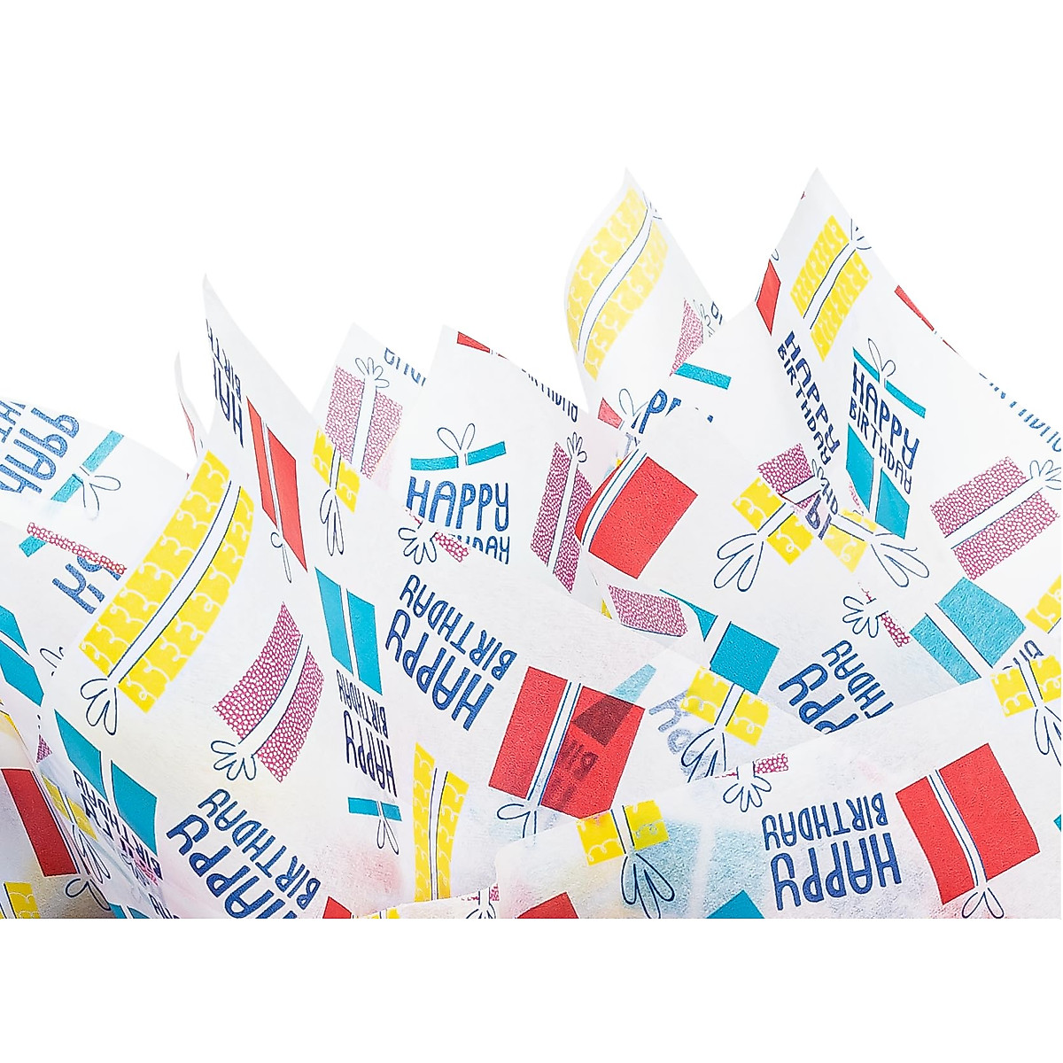 K-Kraft Birthday Metallic Tissue Paper – 102 Sheets – 20x20 Inch Sheets – 33 Red Sheets, 24 White Sheets, 45 Printed Sheets – Gift Wrapping Paper – Crafts by K-Kraft