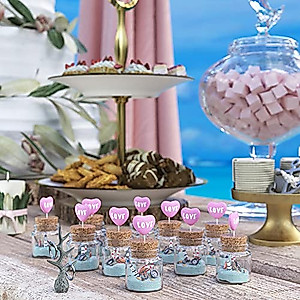 Danmu 50ml Mini Glass Bottles, Mini Bottles, Jars with Wood Cork Stoppers, Wish Bottles, Message Bottles for Wedding Favors, Baby Shower Favors, DIY Craft 6 Pack