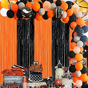 Halloween Party Decorations Black and Orange Backdrop Tinsel Photo Booth for Halloween Birthday Graduation Decorations