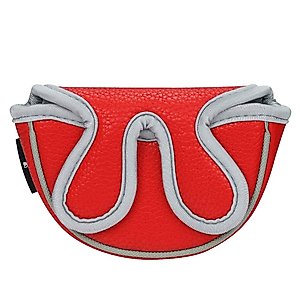 BIG TEETH Golf Head Covers Center Shaft Putter Cover Mini Putter Headcover Golf Club Protector Magnetic Closure (Red)