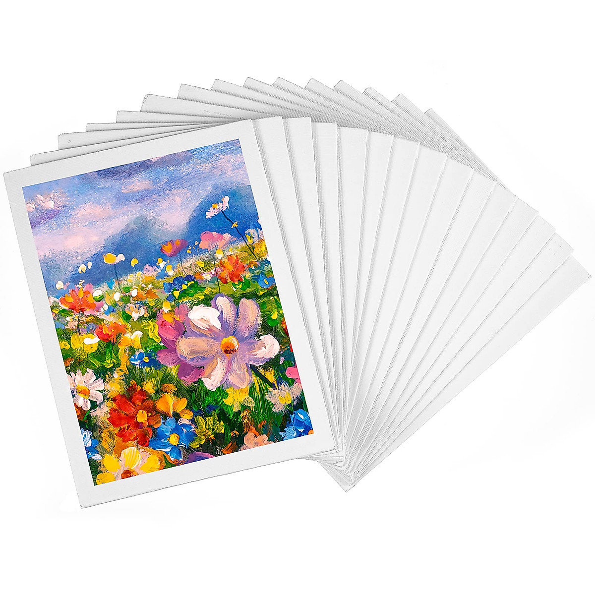 60 Pcs Canvases for Painting 5 x 7 Inch Stretched White Blank Cotton Canvas Panel Boards Bulk Flat Canvas Boards for Acrylic Oil Tempera Metallic Neon Painting Crafts