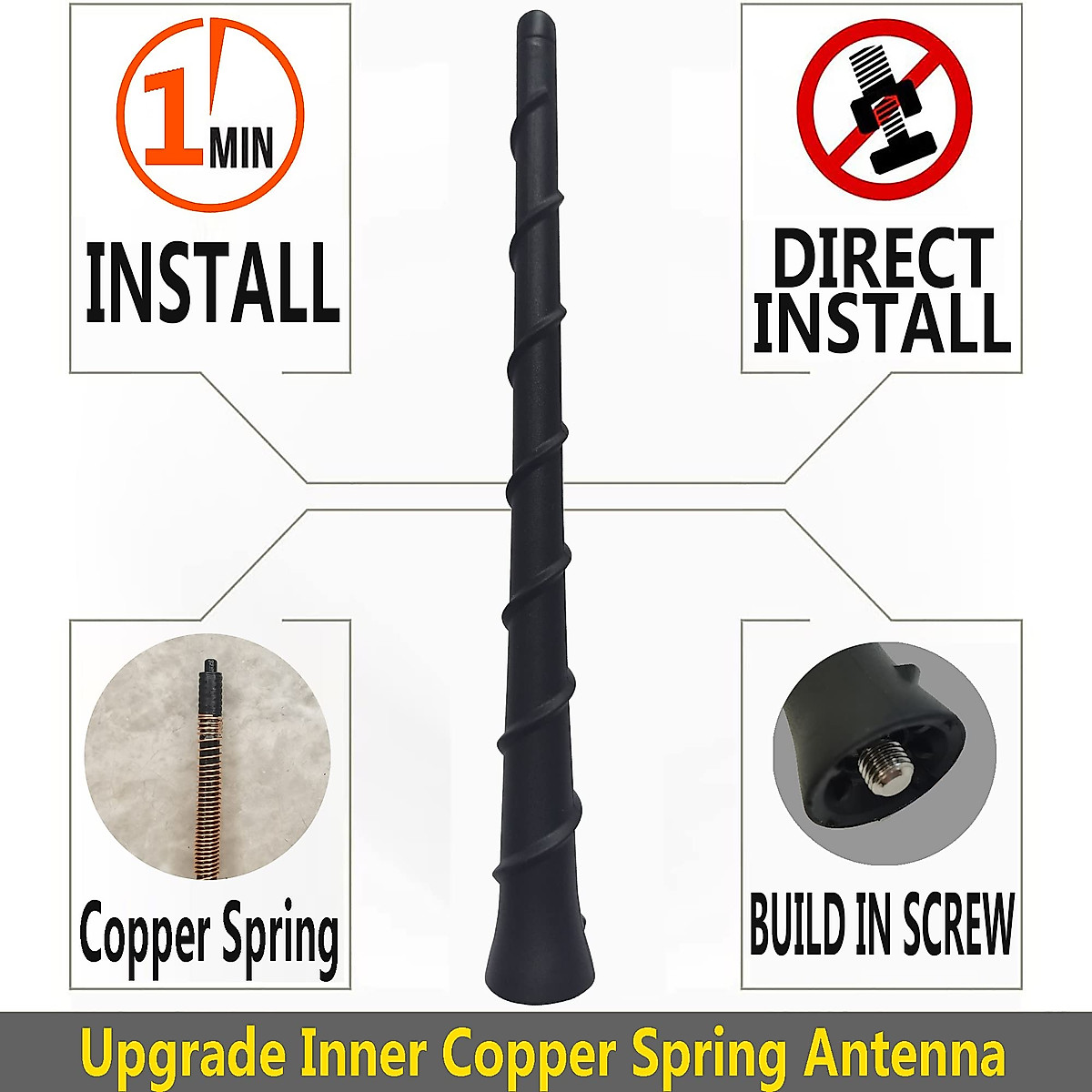 8 Inch Rubber Antenna for Dodge Journey (2010-2020), Dodge Journey Antenna - Car Wash Proof, Internal Copper Coil Antenna Mast Replacement for Dodge Journey