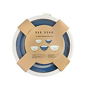 Rae Dunn Mixing Bowls with Lids - 10 Piece Plastic Nesting Bowls Set includes 5 Prep Bowls and 5 Lids