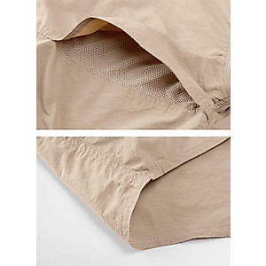 TACVASEN Men's Tactical Quick Dry Long Sleeve Shirts Sun Protection Breathable Shirts Khaki, M