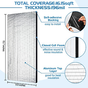 Tallew 31 Pcs 196 Mil Car Sound Deadening Mat Sound Deadener Automotive Audio Noise Insulation Dampening Insulation Mat with Rubber Roller for Hood Ceiling Door 15.7 x 9.8 in Each Sheet