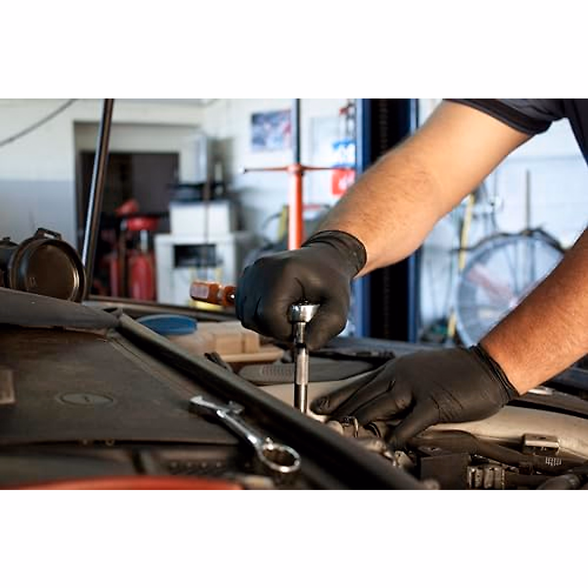 MICROFLEX Midknight Touch 93-732 Disposable Nitrile Exam Gloves for Auto, Tattoo, Dentistry, Catering, 4.3 mil - Medium, Black (Case of 1000)