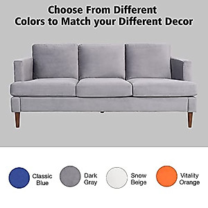 MIYZEAL Velvet Large Couch, 72-inch Tufted Upholstered Sofa with Thick Cushion, Comfy 3 Seater Sleeper Sofa with Wood Legs, Mid-Century Modern Couches for Compact Space Living Room Bedroom (Gray)