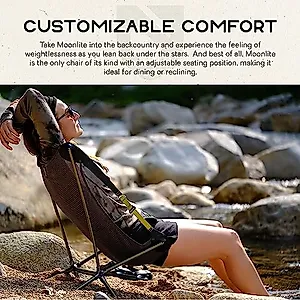 NEMO Moonlite Reclining Camp Chair | Portable Backpacking and Camping Chair with Adjustable and Foldable Options, Black Pearl
