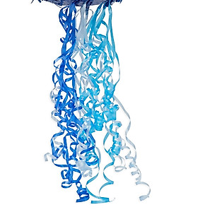 BLUE PANDA Number 8 Pinata - Pull String Pinata for Boys 8th Birthday Party Decorations, Ombre Blue (16.5 x 11.5 x 3 In)