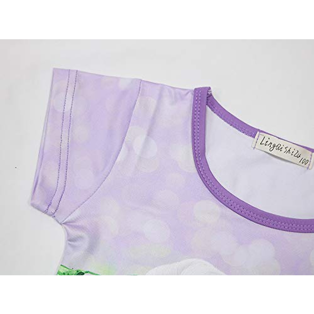 AOVCLKID Little Girls Princess Casual Cartoon Printed Dress up(6 Years,Purple)